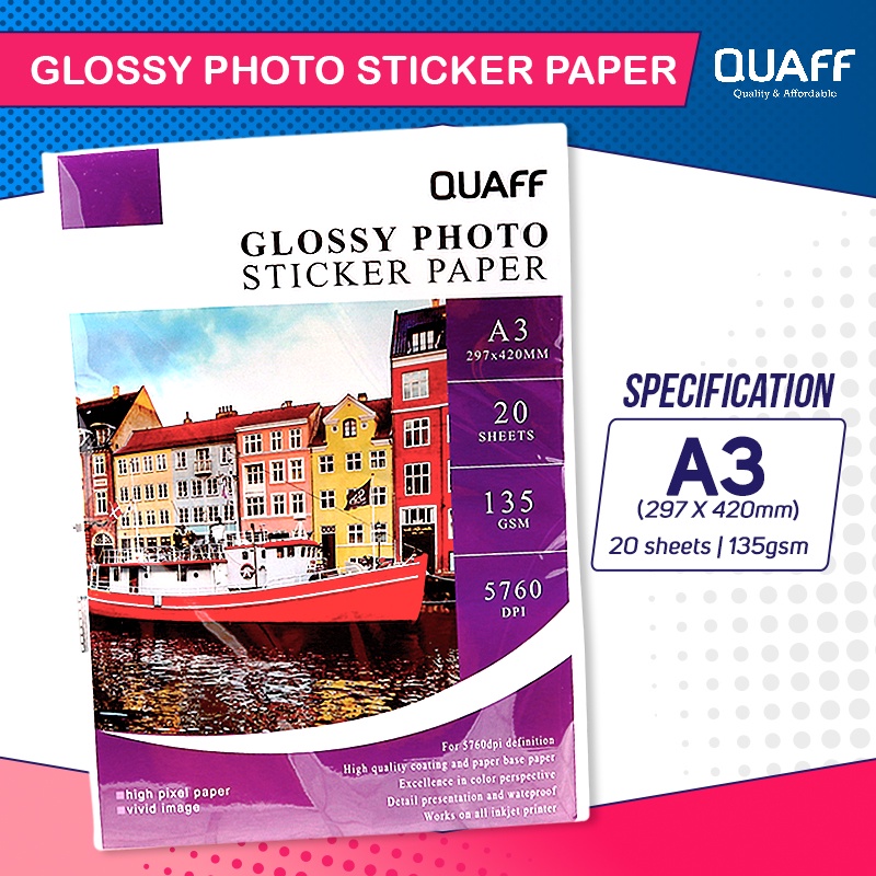 A3 Size QUAFF Photo Sticker Glossy Paper (20 sheets) | Shopee Philippines