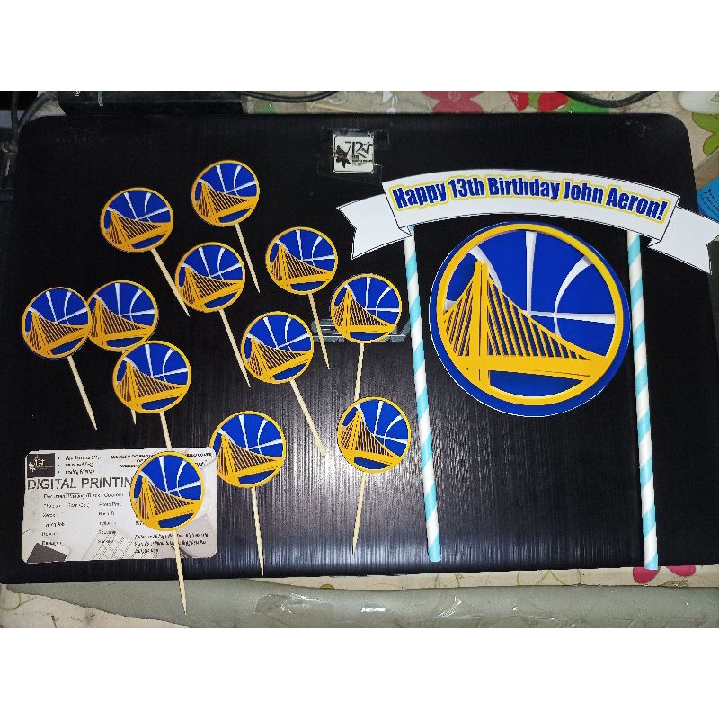 customized photo Printed Golden State logo cake toppers themed | Shopee ...