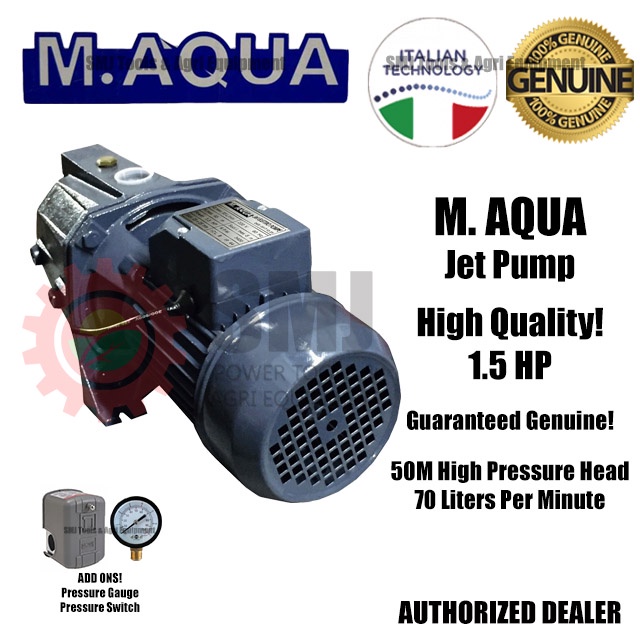 Jet Electric Water Pump Booster Pump M. Aqua 1.5HP Big Body | Shopee ...