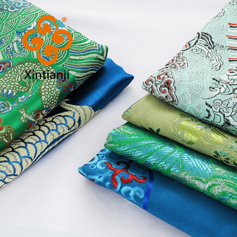 Green Series Brocade Satin Fabric Chinese style Handmade diy Cloth ...