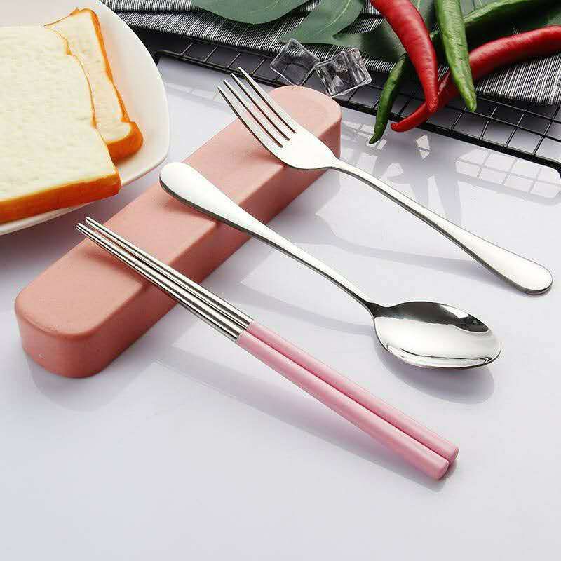 3 in 1 Spoon Fork And Chopsticks Set With Organizer | Shopee Philippines