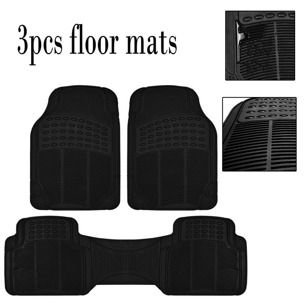 Universal car mat rubber car matting 3pcs Set (Black) | Shopee Philippines