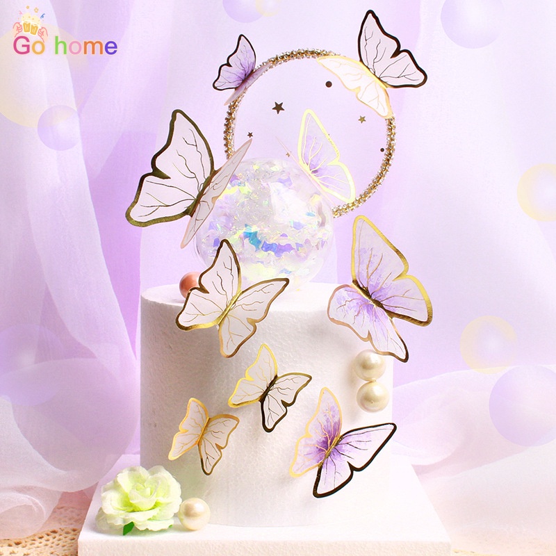 10 Pcs Dream Butterfly Cake Topper Decoration Butterfly Plug-in Scene ...