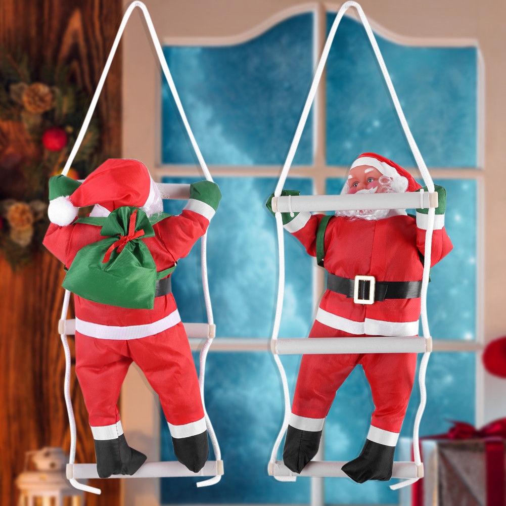 Santa Claus Climbing On Rope Ladder Xmas Tree Hanging Decor | Shopee ...