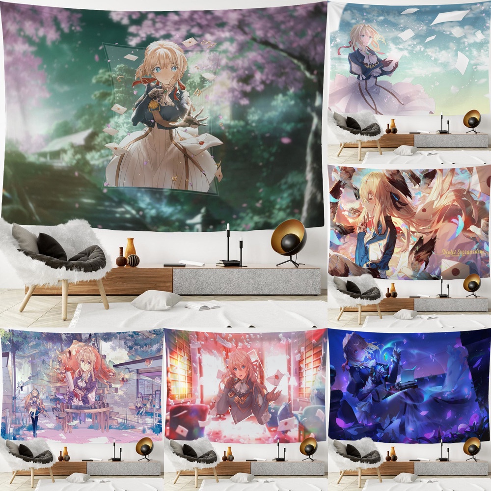 Anime Violet Evergarden Background Cloth Tapestry Wall Cloth Decoration ...