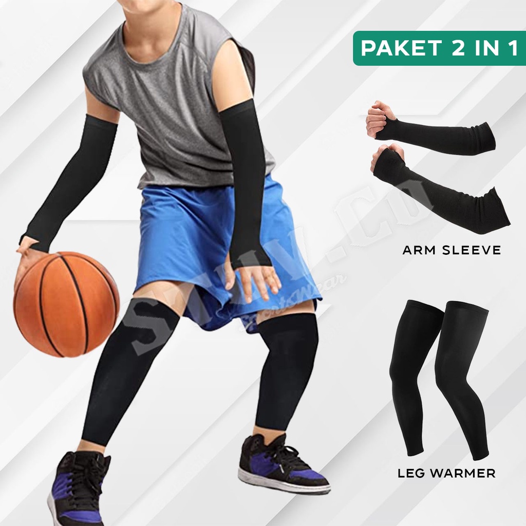 Package 2IN1 ARM SLEEVE And LEG WARMER Sports Suit GYM FITNESS FUTSAL ...