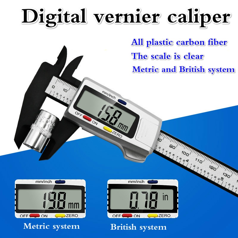 Plastic Carbon fibre Digital Caliper 6 inch Electronic Vernier Caliper 150mm Calliper Micrometer ...