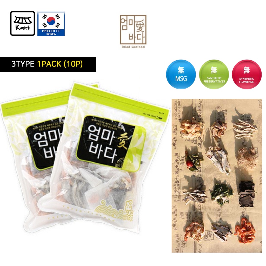 Mom's sea Natural Dashi Pack Soup Base Pack (16g x 10p) 3type / Korean ...