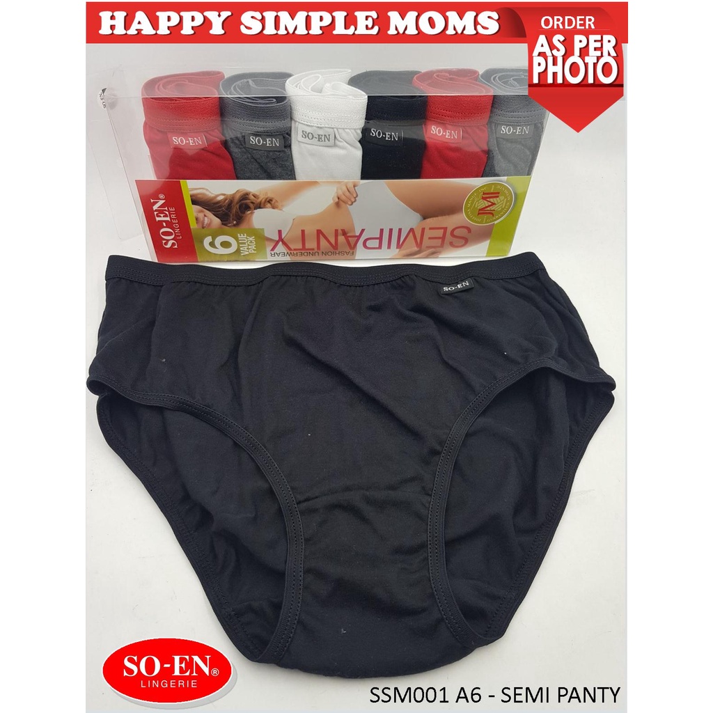 SSM 001 SO-EN SEMI PANTY for ladies by 6 & 3 RANDOM | Shopee Philippines