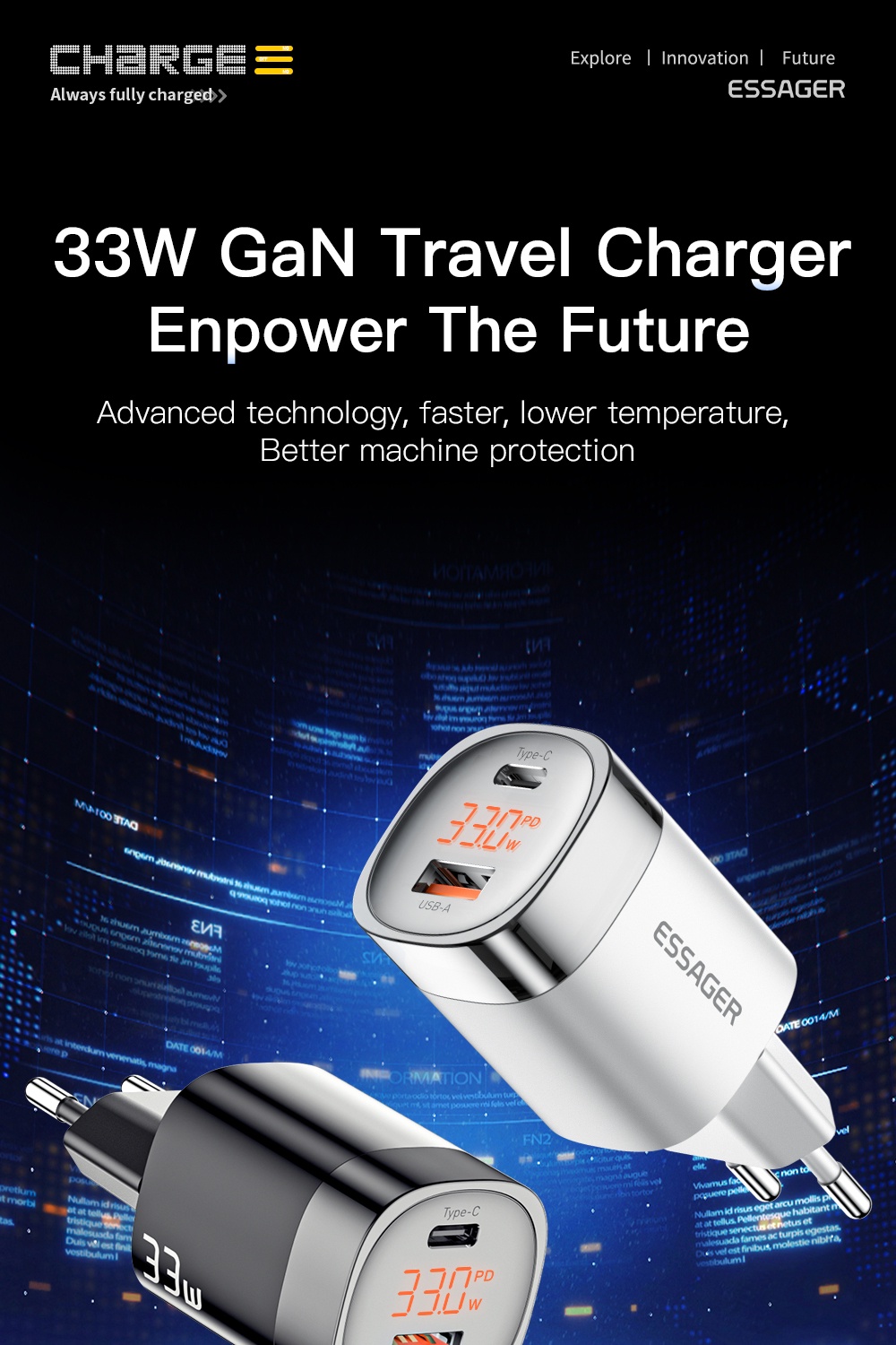 Essager 33w Usb And Type C Fast Charging Power Display For Ip And Other ...