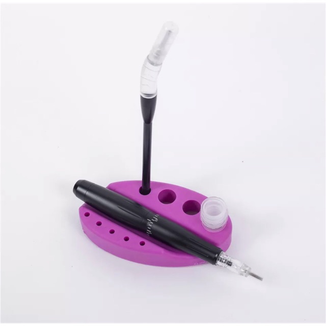 Oval Silicone Rubber all-in-one HOLDER. Pen, ink cups and microbrush ...