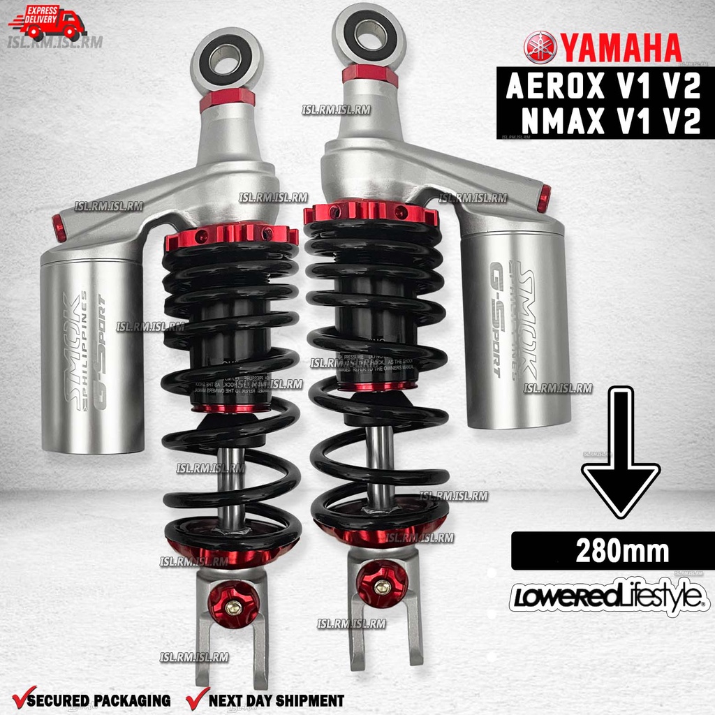 Yamaha Aerox V1 V2 and NMAX V1 V2 Rear shock Silver 2pcs with Lowered ...