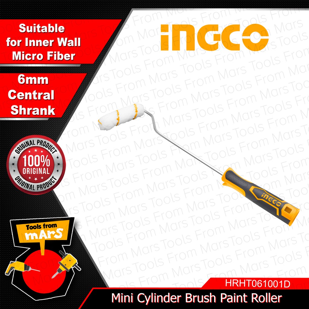 INGCO Mini Acrylic Cylinder Baby Roller Paint Brush 4" Inches 100mm for ...