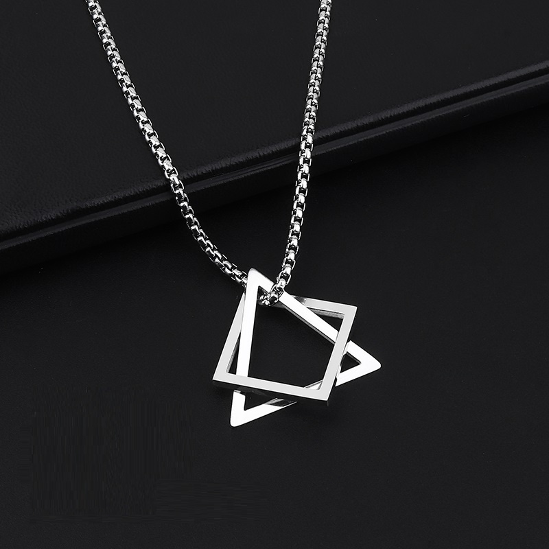 Korean style geometric necklace men's trendy pendant hip-hop boy ...
