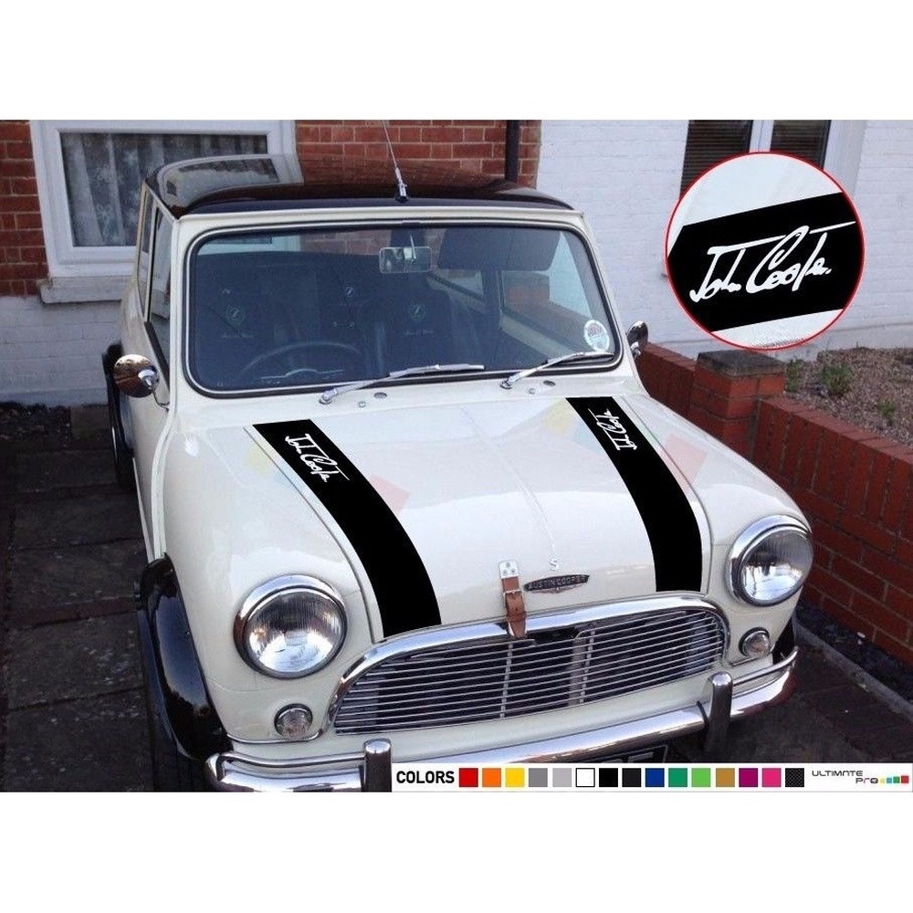 Sticker Stripe for Classic mini john cooper bonnet grill hood front ...