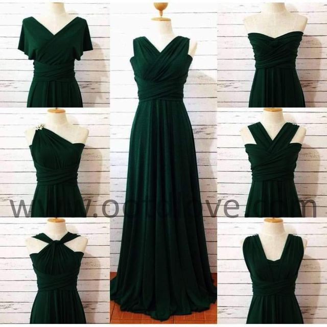 DARK EMERALD GREEN INFINITY DRESS WITH ATTACHED TUBE | Shopee Philippines