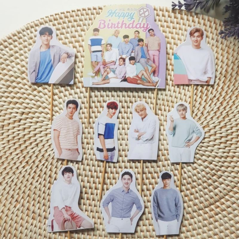 Exo Kpop Birthday Cake Topper 1 set contains 10 pcs | Shopee Philippines