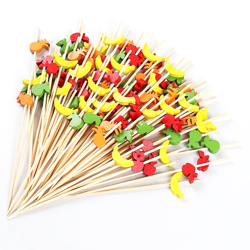 100Pcs Mixed Fruits Cocktail Picks Appetizers 12cm Wooden Toothpicks ...