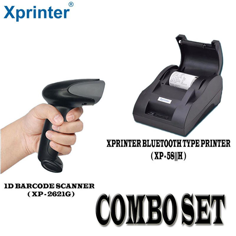 Xprinter XP-9100G Handheld Wireless 1D Barcode Scanner + Xprinter XP ...