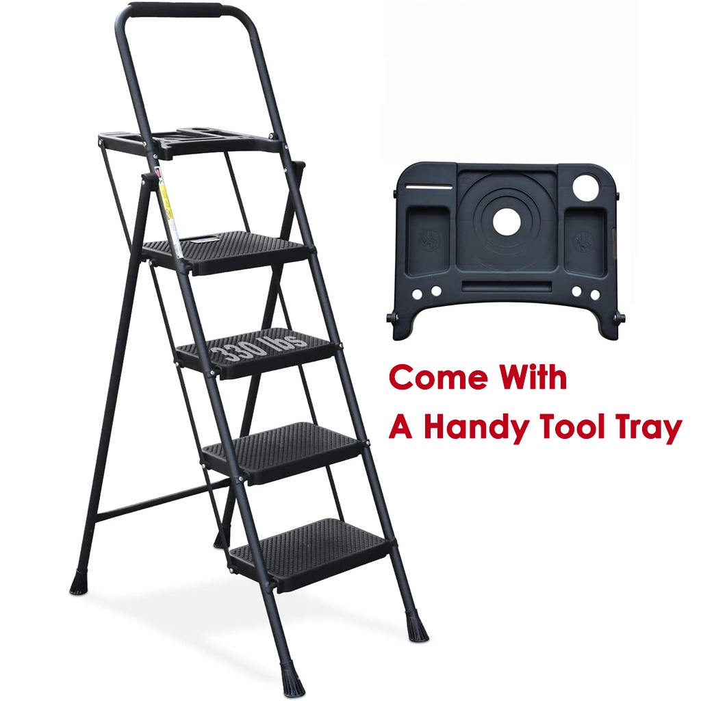 Siv 4 Step Folding Ladder Foldable Stool Ladders With Tool Tray, Non ...