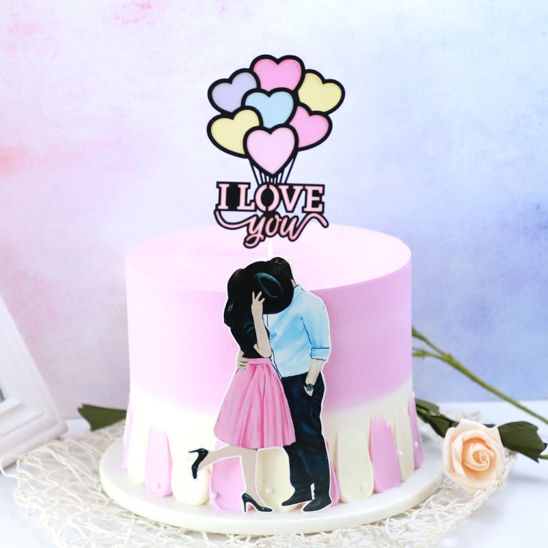 Cake Toppers I Love you Topper Lovers Kiss Cake Flags Couple Kids Girls ...