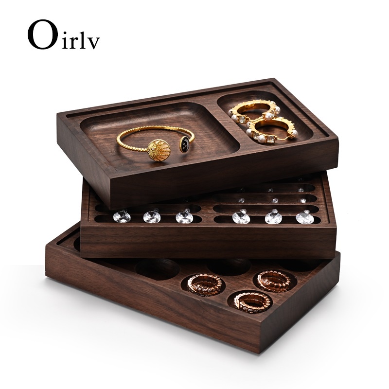 Oirlv Original Wooden Ring Earrings Bracelet Display Tray Diamond ...