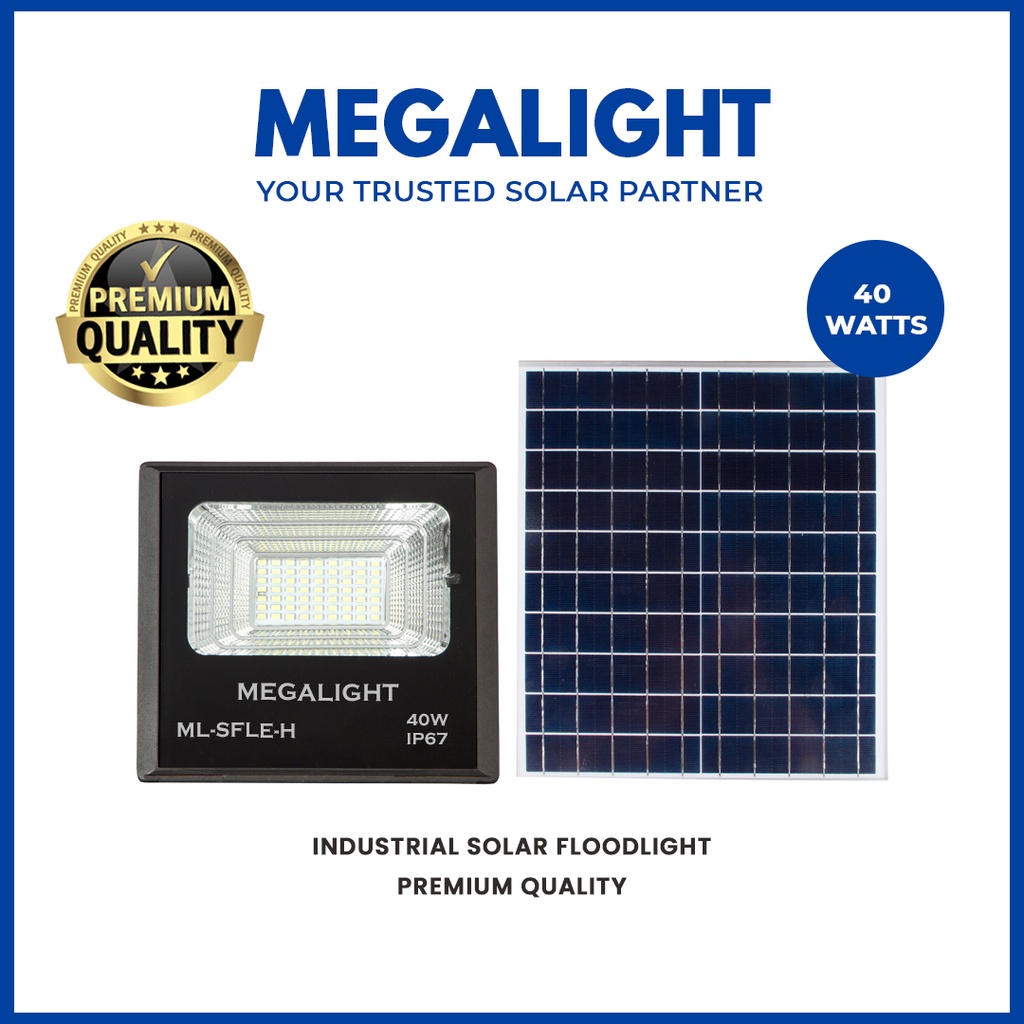 40W Megalight Solar Floodlight High Brightness IP67 Waterproof Eco ...