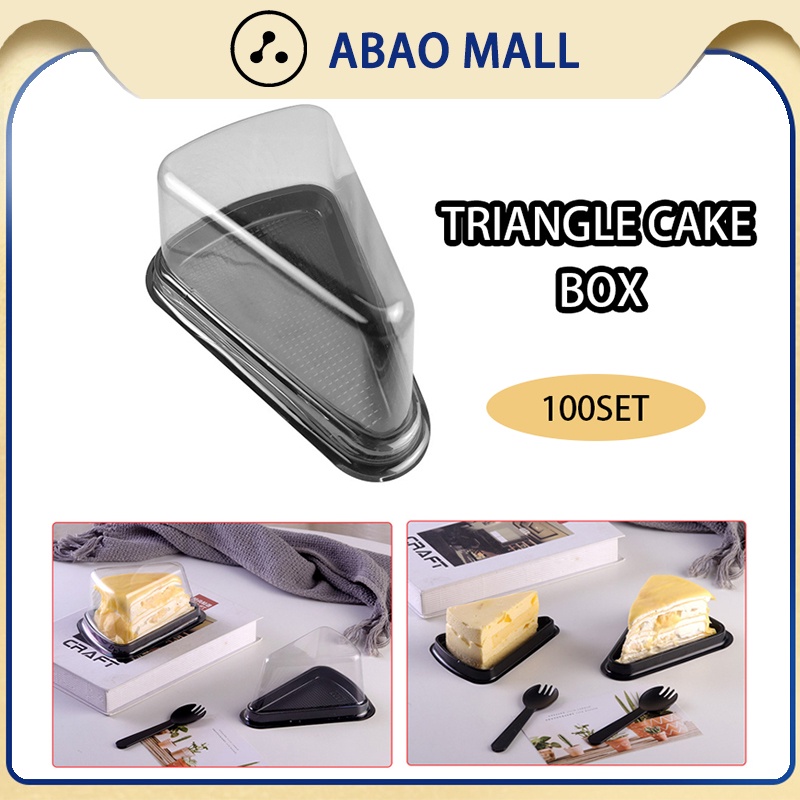 100PCS Triangle Cake Box Single Slice Cake Container 8 inch Mousse Box ...