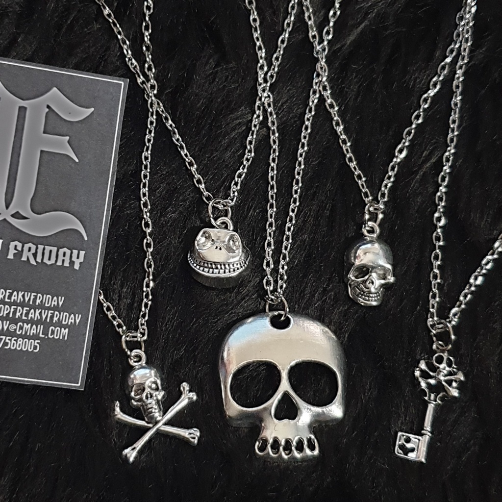 Skull Charm Chain Necklace - Gothic Skeleton Punk | Shopee Philippines