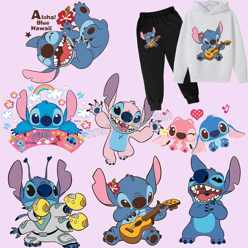 Disney Lilo Stitch Heat Transfer Sticker Iron on Clothes Patches Girl ...