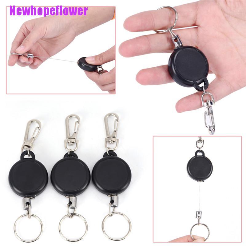 CKFR Retractable Key Chain Reel Steel Cord Recoil Belt Ring Badge Pass ...