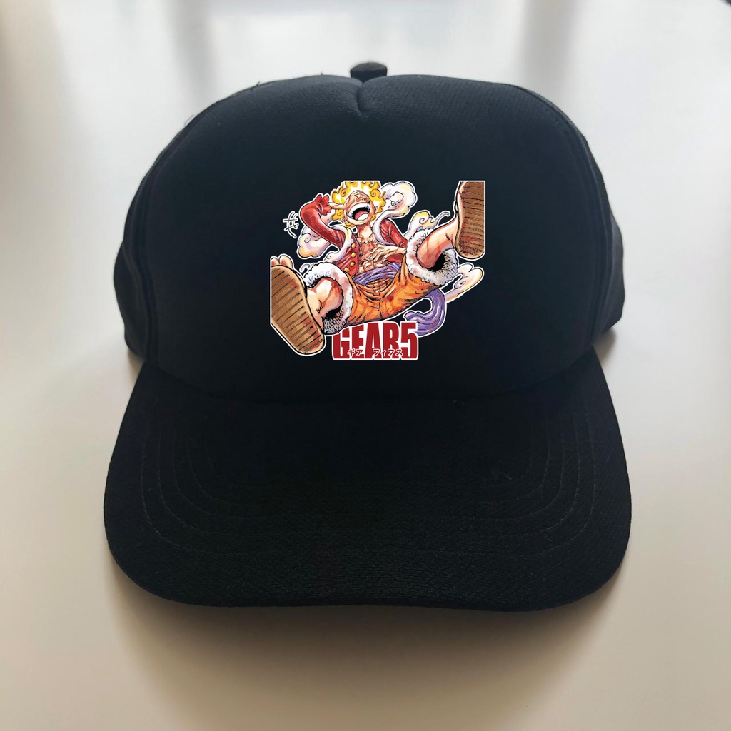 Premium velcro baseball cap with one piece luffy gear 5 design | Shopee ...