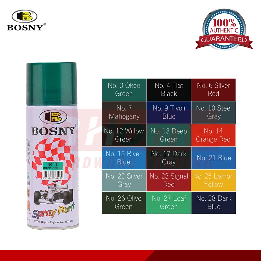 Bosny 100% Acrylic Spray Paint Solid Ordinary Color - No. 3-28 | Shopee ...