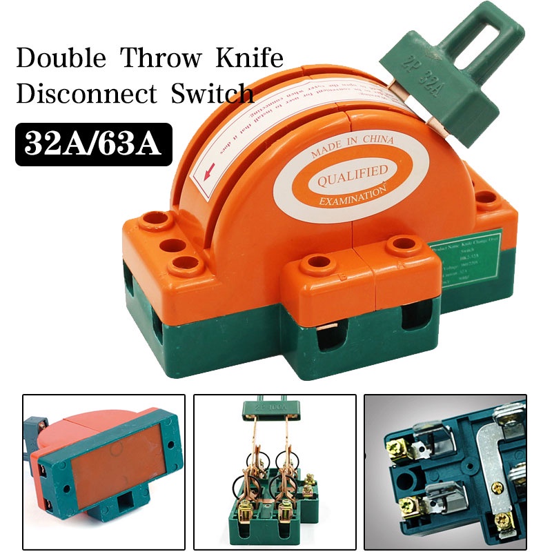 32A/63A Two Pole Double Throw Knife Disconnect Switch Changeover ...