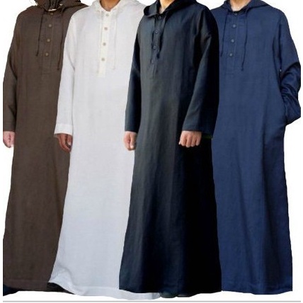 Arabian Style Simple Cotton Jubah Lelaki Lengan Pendek Long Kaftan Men ...