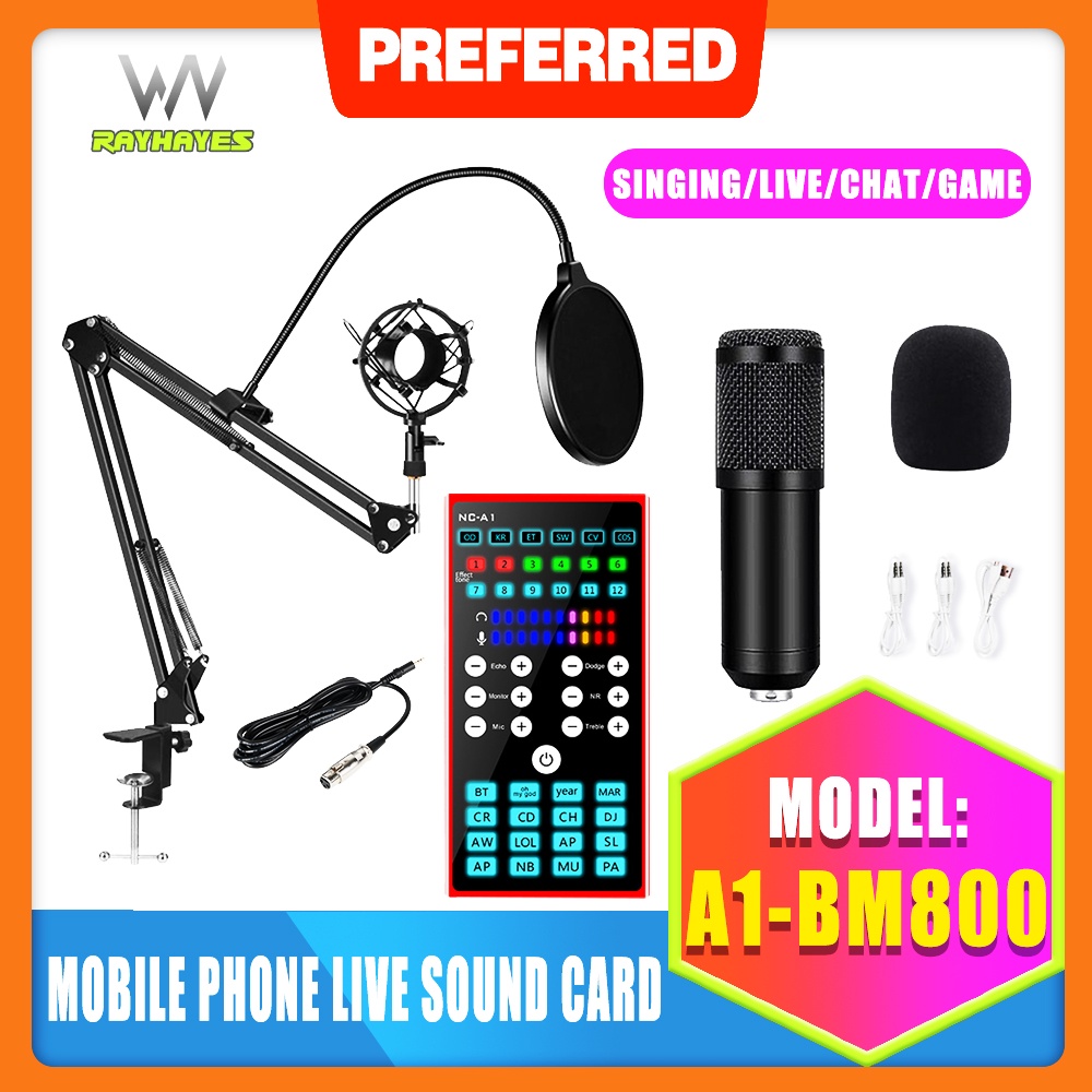 A1 sound card BM800 condenser microphone audio automatic tuning karaoke ...