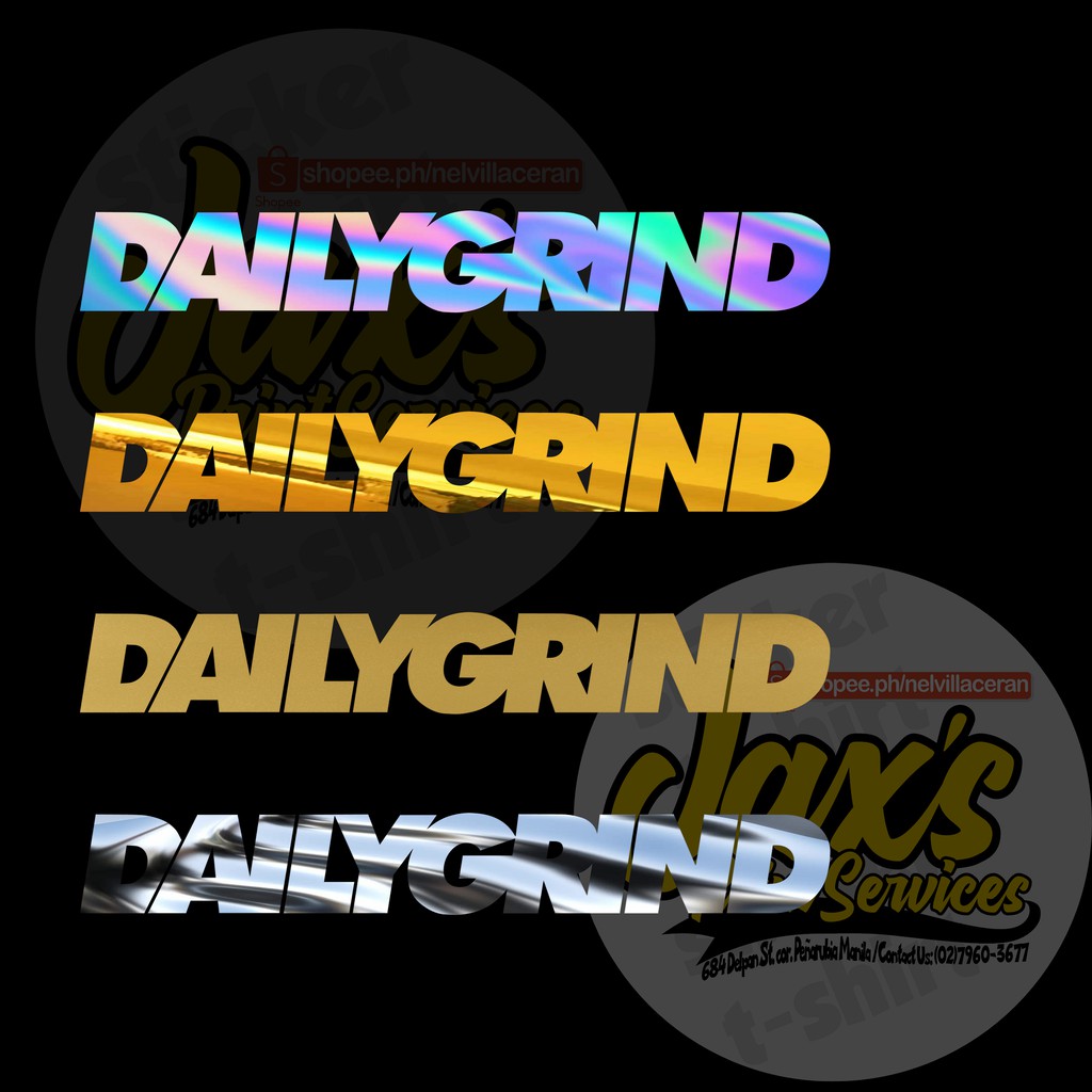 Daily Grind Gold Silver Holographic Motor Car Sticker Decals Waterproof ...