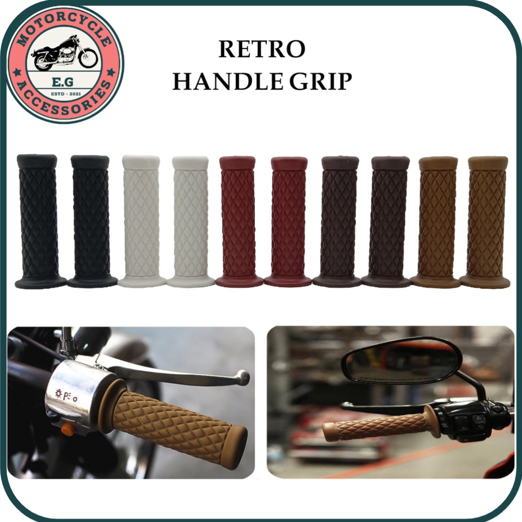 E.G Motorcycle Retro Handle Grip Rubber Universal | Shopee Philippines