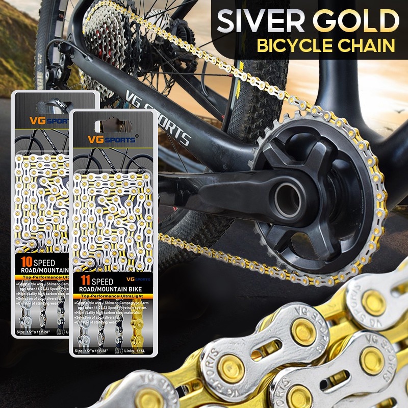 VG SPORTS Bike Chain 8/9/10/11 Speed Half Hollow 116 Links Chain MTB ...
