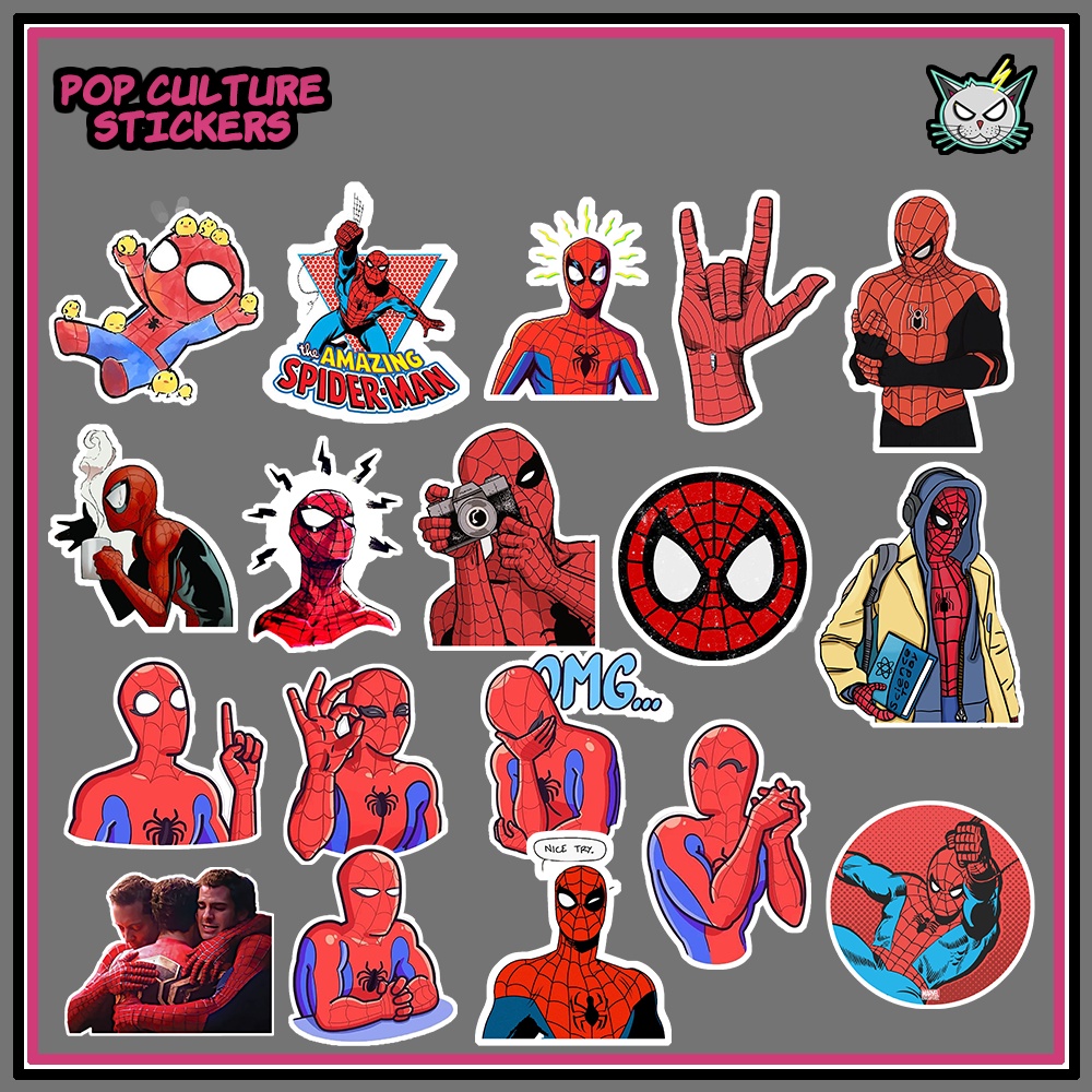 Superhero Spiderman Cute Stickers (18pcs) - Tumbler.Helmet.Laptop ...