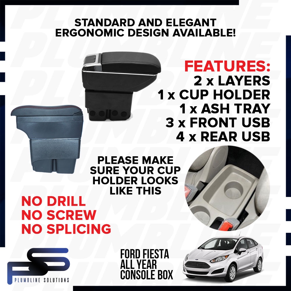 Car Armrest Ford Fiesta 2009 - 2021 ALL YEAR MODEL Arm Rest Console Box ...