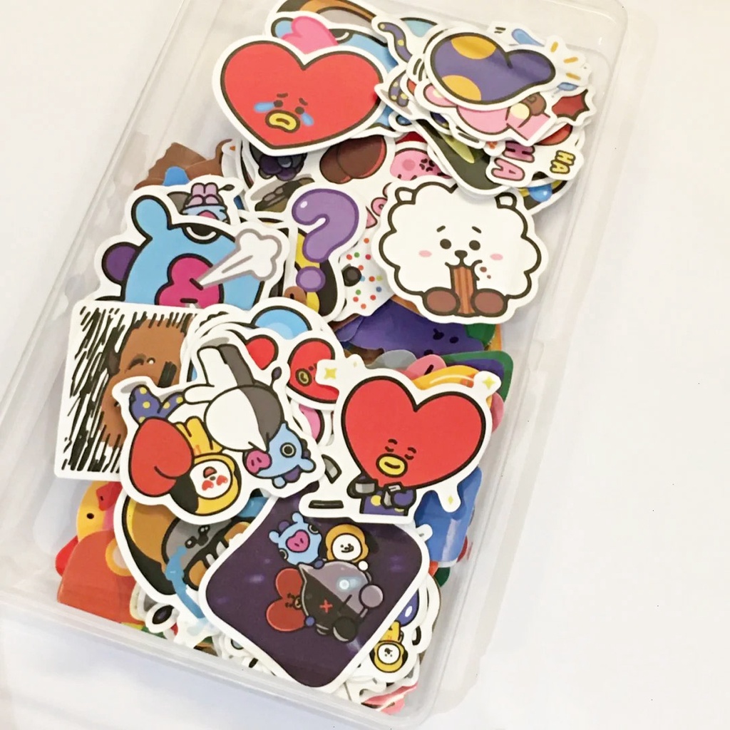 Cute BT21 Stickers Cartoon PVC Waterproof BTS Sticker Korean K-pop Star ...