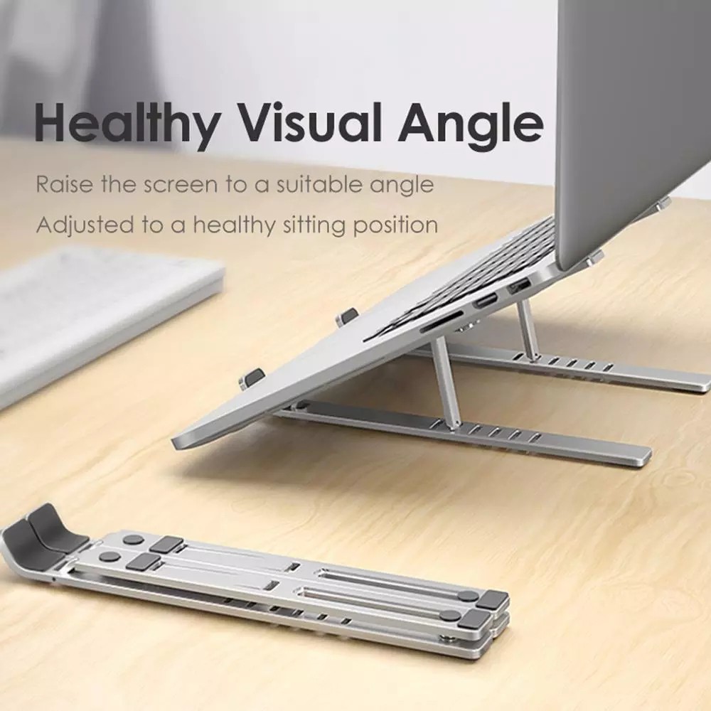 Laptop Stand Adjustable Foldable Aluminum Desktop Notebook Holder Desk ...