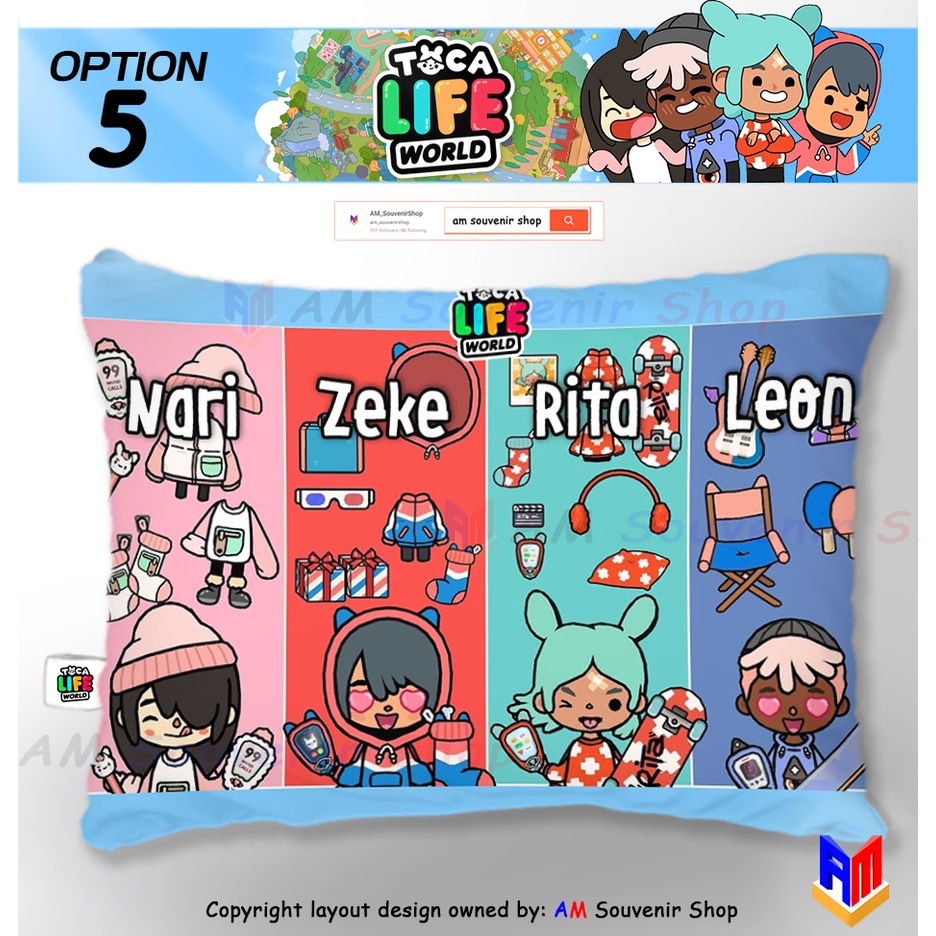 Toca Boca pillow/ toca life world / rita / Zeke / Nari / Leon | Shopee ...