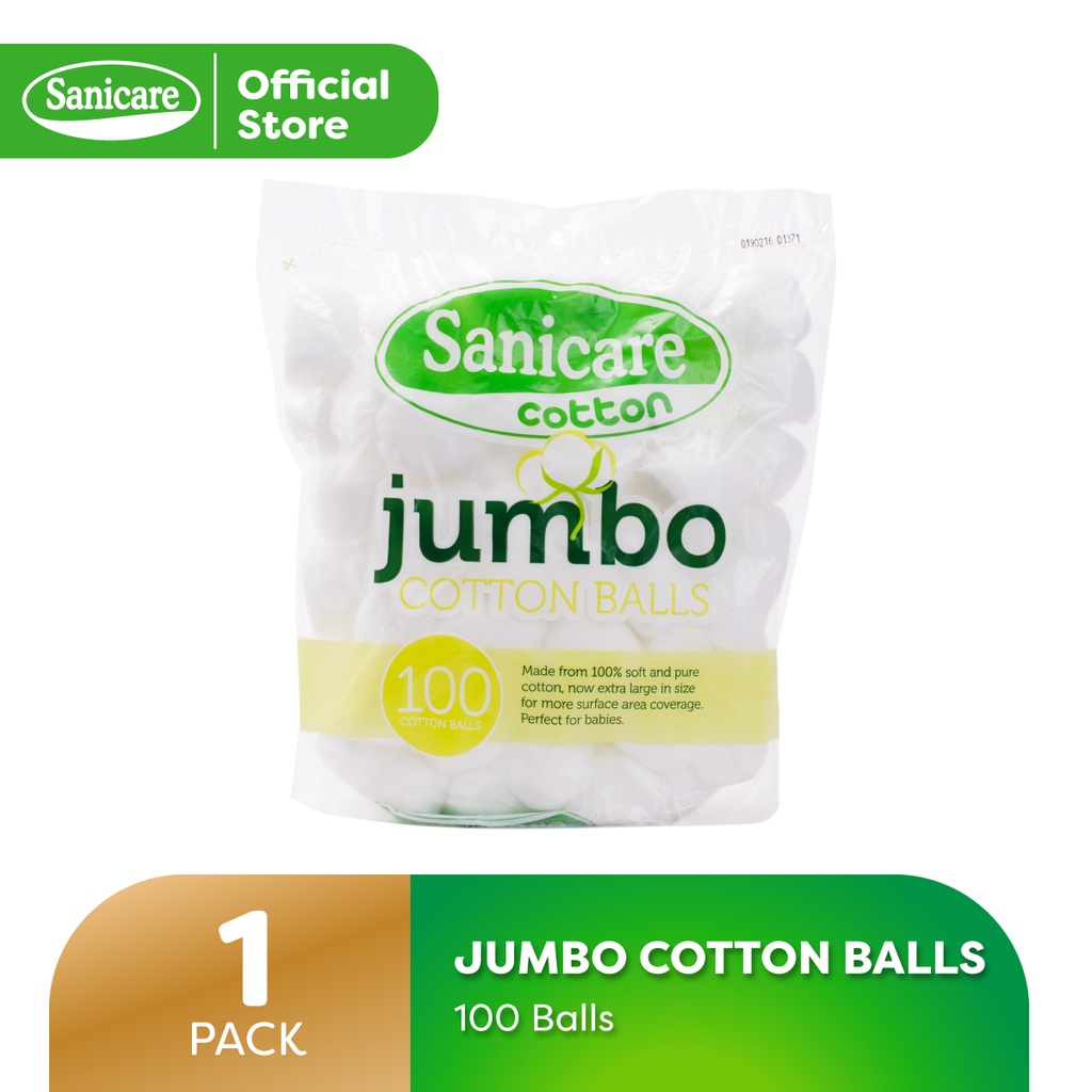 Sanicare Jumbo Cotton Balls 100s (1 Pack) | Shopee Philippines