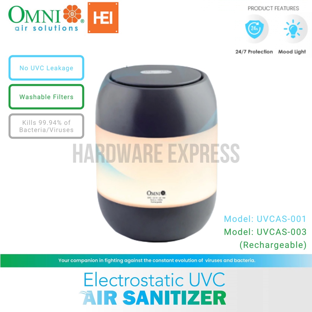 Omni Electrostatic UVC Air Sanitizer with Mood Light UVCAS-001 / UVCAS ...