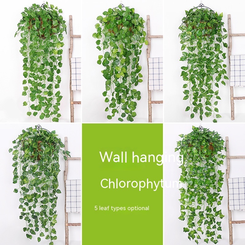 Simulation Plant Leaf Wall Hanging Green Orchid Artificial Golden Kudzu ...