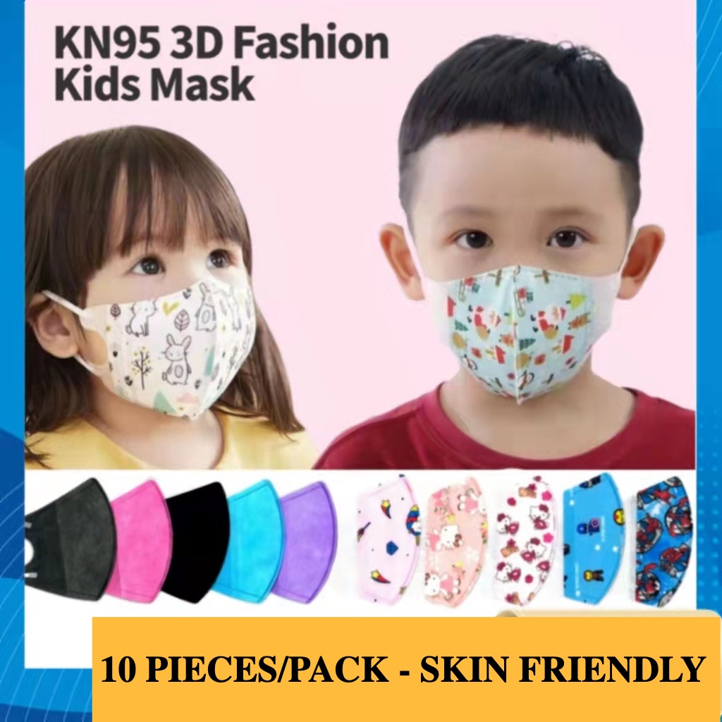 10 PCS 3D & 5D 3 PLY & 5PLY Kids Disposable Face Mask SUITABLE FOR 3-12 ...