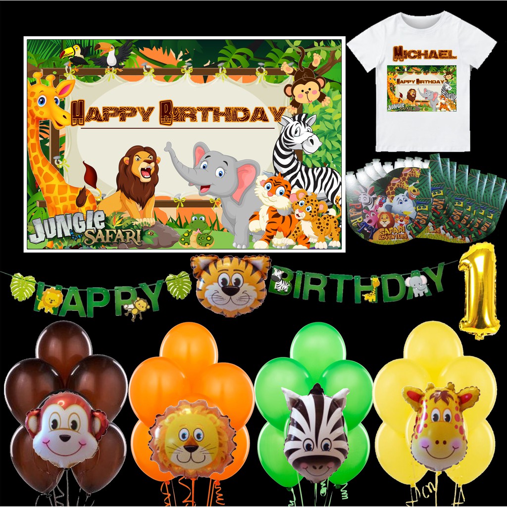 Jungle Safari Birthday Set I Safari Theme Poster I HBD Banner | Shopee ...