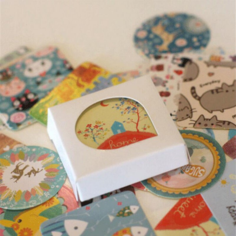 38pcs/Box Cartoon Animal Pattern Boxed Stickers Cute Kawaii Scrapbook ...